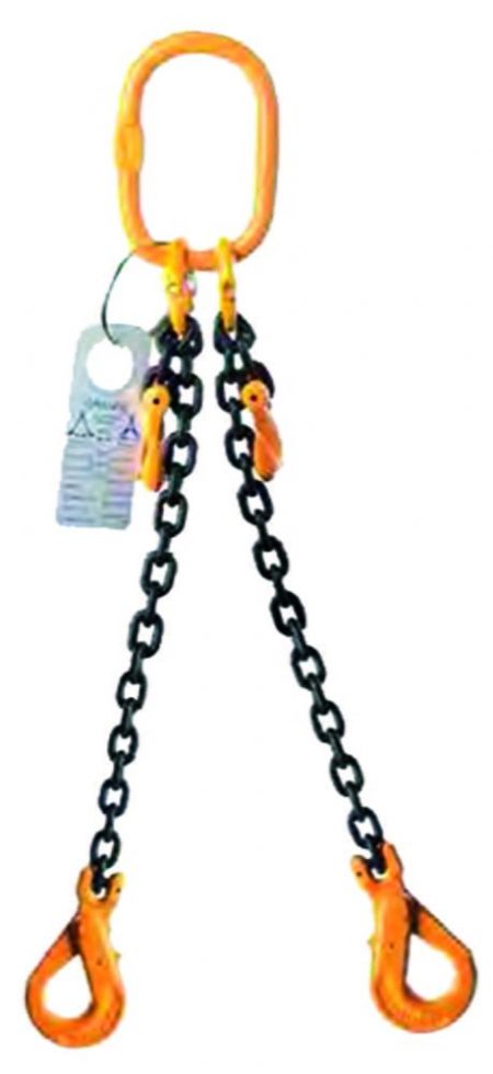 TWO LEG CHAIN SLINGS WITH SHORTENING GRAB HOOK & SELF LOCKING HOOK